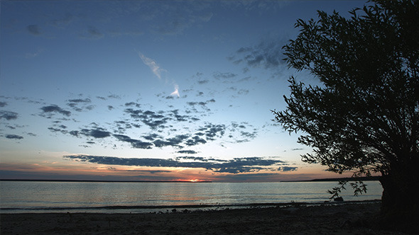 Lake Beach after Sunset, Stock Footage | VideoHive