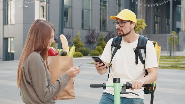 Woman Meeting Delivery Man, Stock Footage | VideoHive