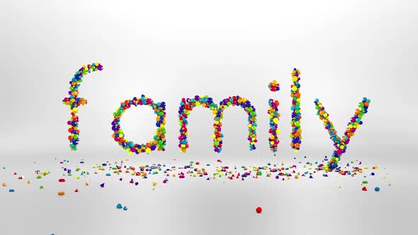 Word family funny colorful cartoon letters animation, Motion Graphics