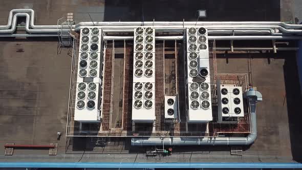 Air Conditioning and Ventilation Systems on Roof of Mall, Stock Footage