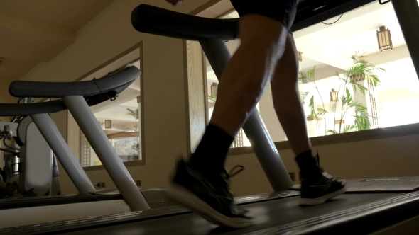 Stepping On Treadmill In The Gym, Stock Footage | VideoHive