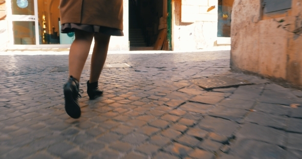 Woman In a Hurry Running Along The Street, Stock Footage | VideoHive
