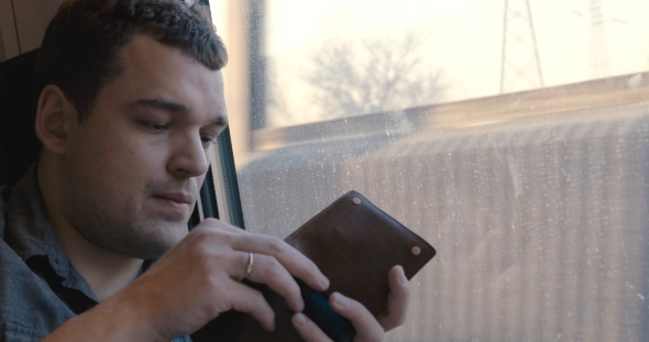 Man Checking His Wallet In The Train, Stock Footage | VideoHive