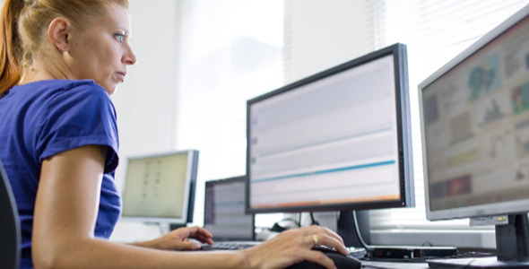 Woman Working at a Computer 23, Stock Footage | VideoHive