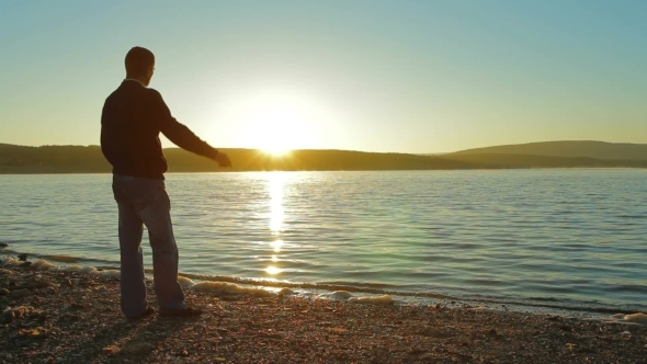 Silhouette Man On A Morning Walk, Stock Footage | VideoHive