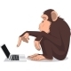 Monkey and Computer, Vectors | GraphicRiver