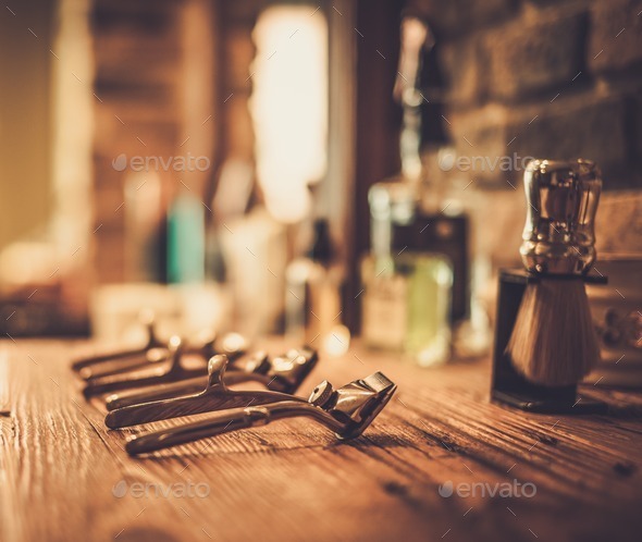 Shaving accessories in a barber shop Stock Photo by Nejron | PhotoDune