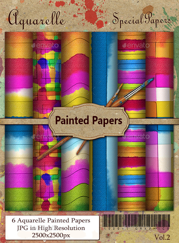 Aquarelle Painted Papers by 1001Graphics | GraphicRiver