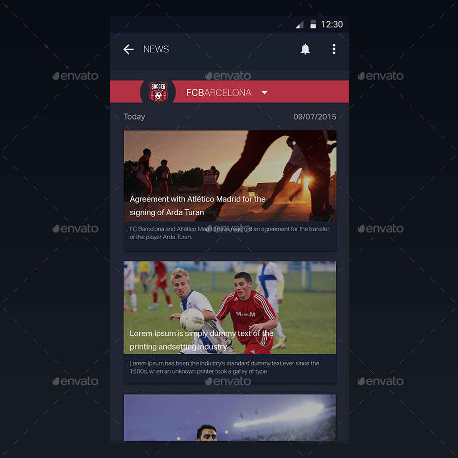 Football App Ui Kit Material Design, Web Elements | GraphicRiver