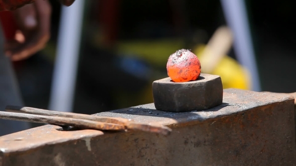 Smith Churning Detail From The Hot Iron Ball., Stock Footage | VideoHive