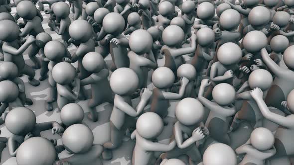 Representation Of People Crowd Fighting With Each Other 4k, Motion Graphics