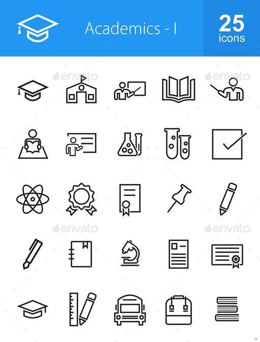 600 Academics Icons by IconBunny | GraphicRiver