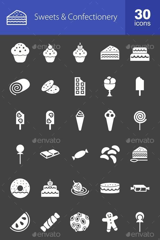 360 Sweets Icons, Icons | GraphicRiver