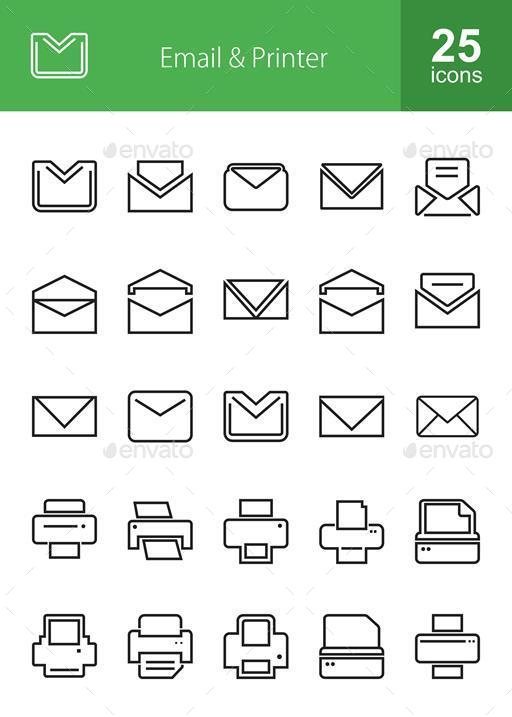 312 Email & Printer - Technology Icons, Icons | GraphicRiver