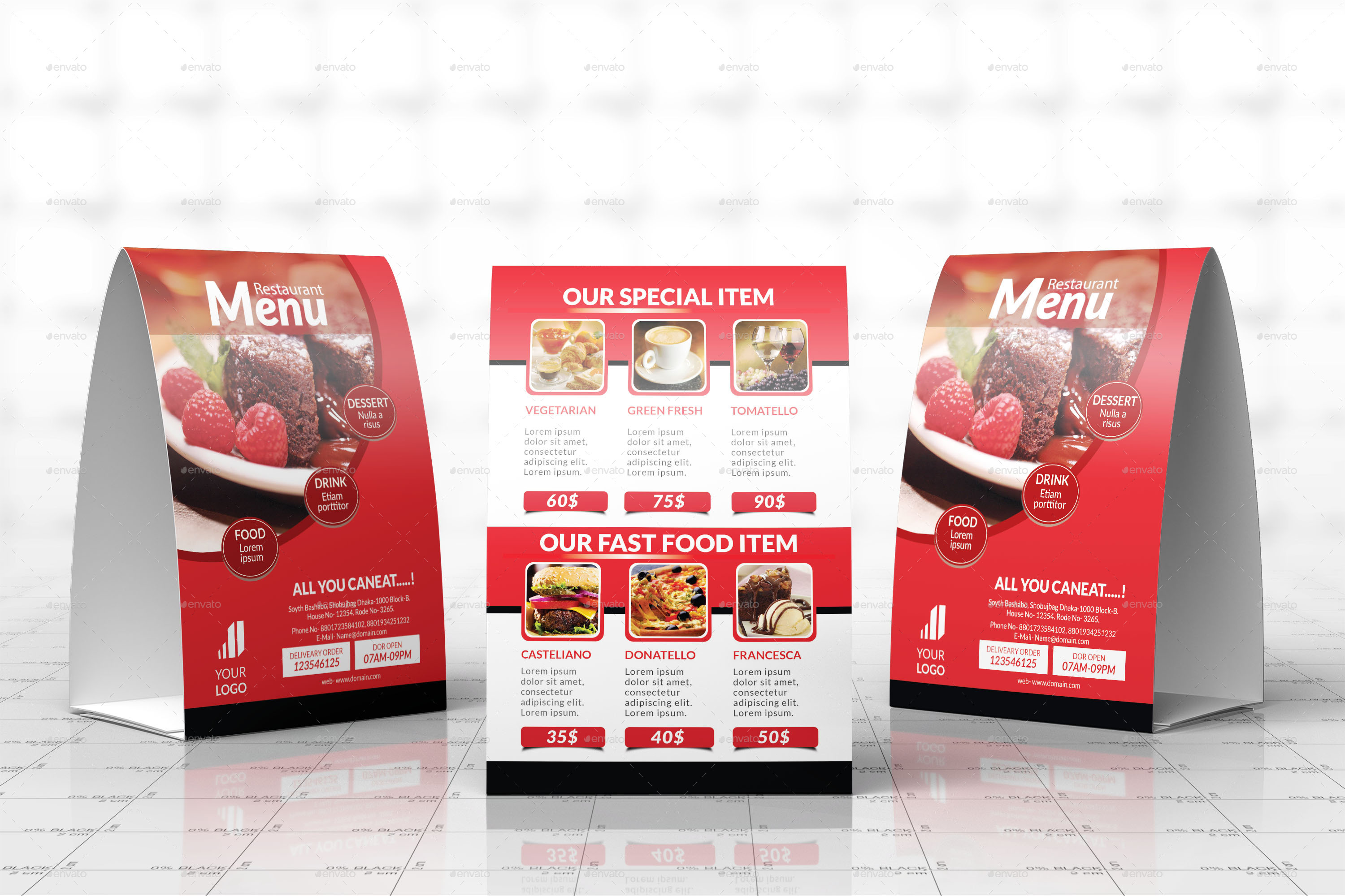 Food Menu Table Tent , Print Templates | GraphicRiver