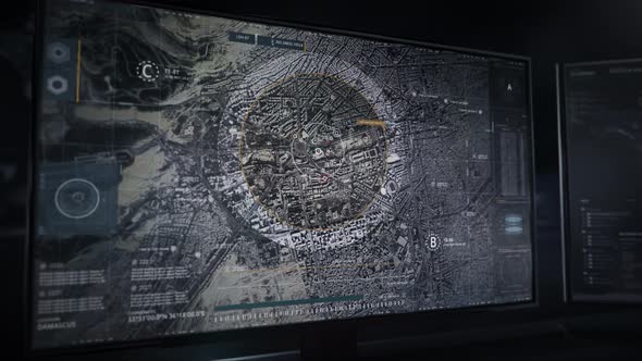 Artificial Intelligence Scanning Detailed Map Of City In Modern ...