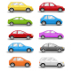 Multicolored Cars Collection with Shadow on White, Vectors | GraphicRiver