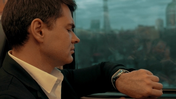 Man Clock-Watching In Wait For Arrival, Stock Footage | VideoHive