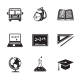 School Education Monochrome Icons Set With - Globe, Icons | GraphicRiver