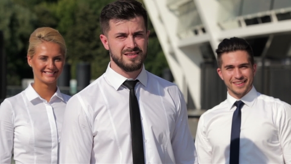 Three Business Colleagues Outdoors, Stock Footage | VideoHive