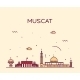 Muscat Skyline Trendy Vector Illustration Linear, Vectors | GraphicRiver