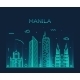 Manila Skyline Trendy Vector Illustration Linear, Vectors | GraphicRiver