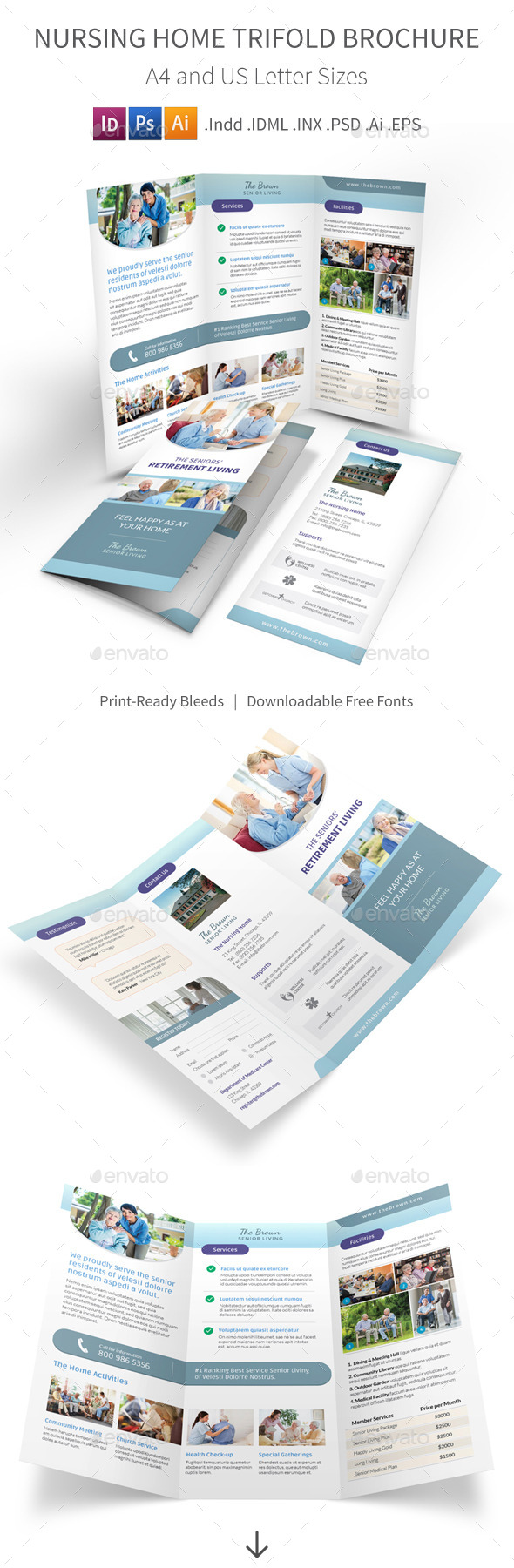 Nursing Home Trifold Brochure by Mike_pantone | GraphicRiver