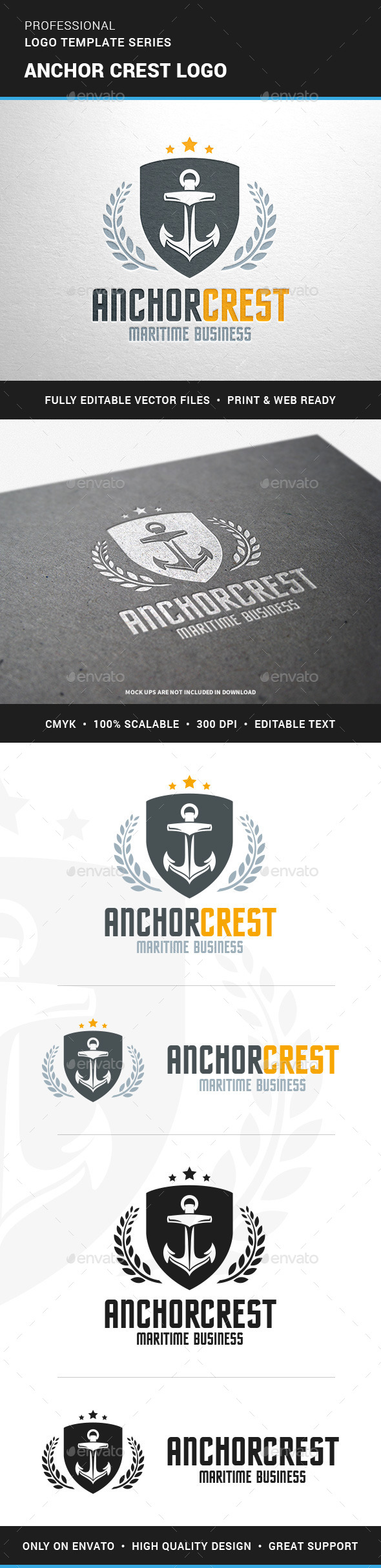 Anchor Crest Logo Template by LiveAtTheBBQ | GraphicRiver