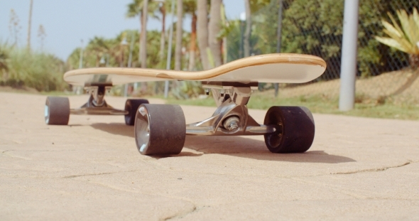 Longboard Resting On The Ground At The Street, Stock Footage | VideoHive