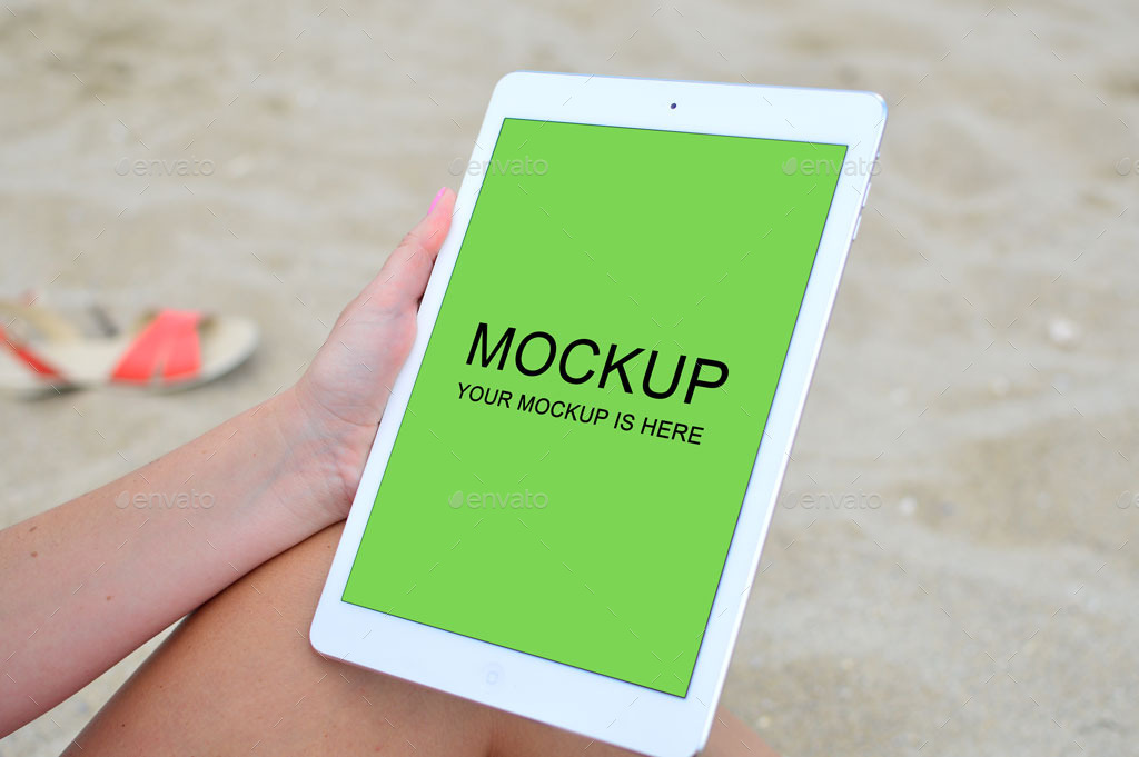 iPad On The Beach Photorealistic Mockup, Graphics | GraphicRiver