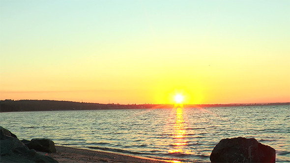 Sunrise Over the Sea View From the Beach, Stock Footage | VideoHive