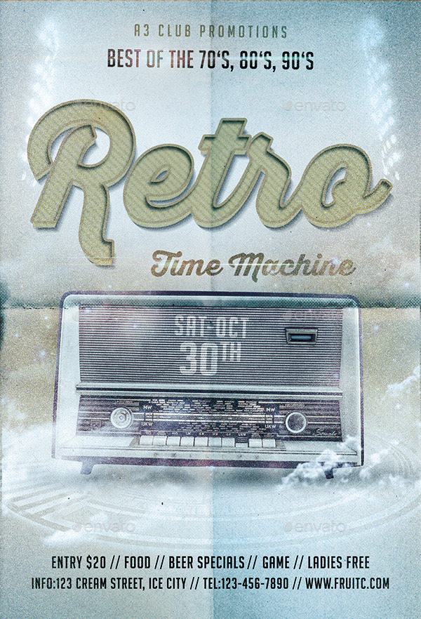 Retro Time Machine Flyer by Arrow3000 | GraphicRiver