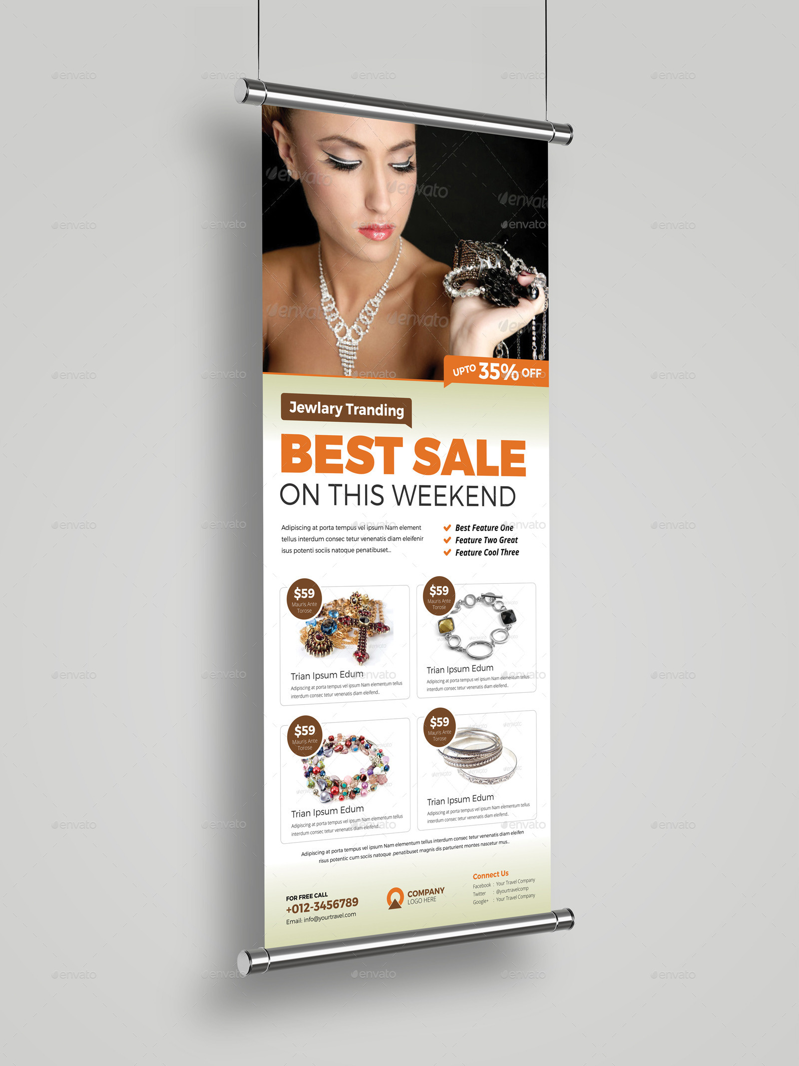 Jewellery Shop Roll Up Banner Signage InDesign, Print Templates ...