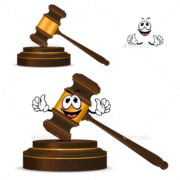 Cartoon Isolated Fun Wooden Gavel by seamartini | GraphicRiver