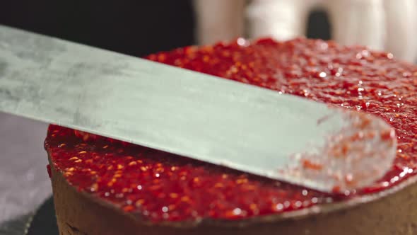 Spreading Raspberry Jam over Cake, Stock Footage | VideoHive