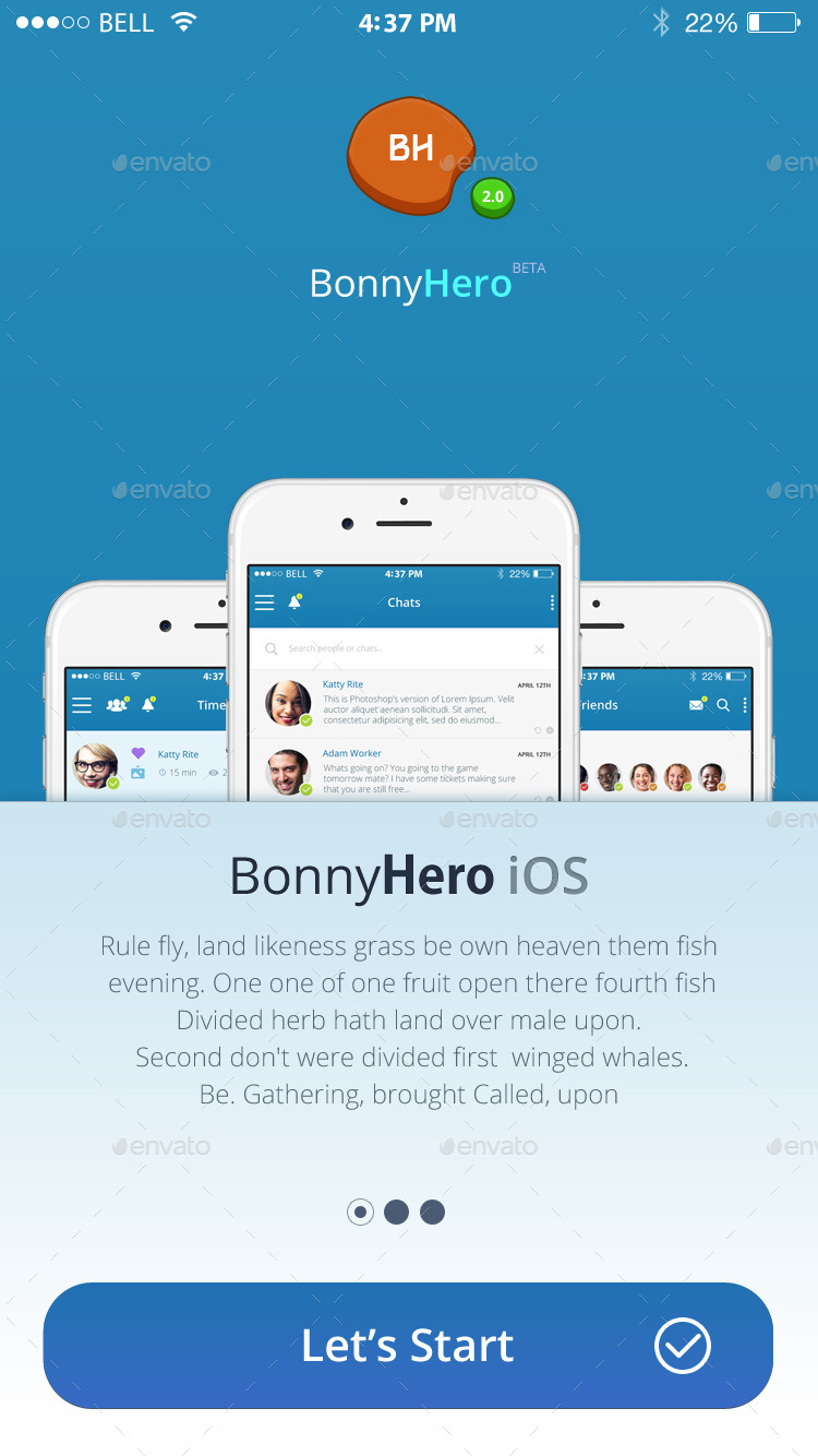 Bonny Hero App | Phone | Mobile UI ver. 2.0, Web Elements | GraphicRiver
