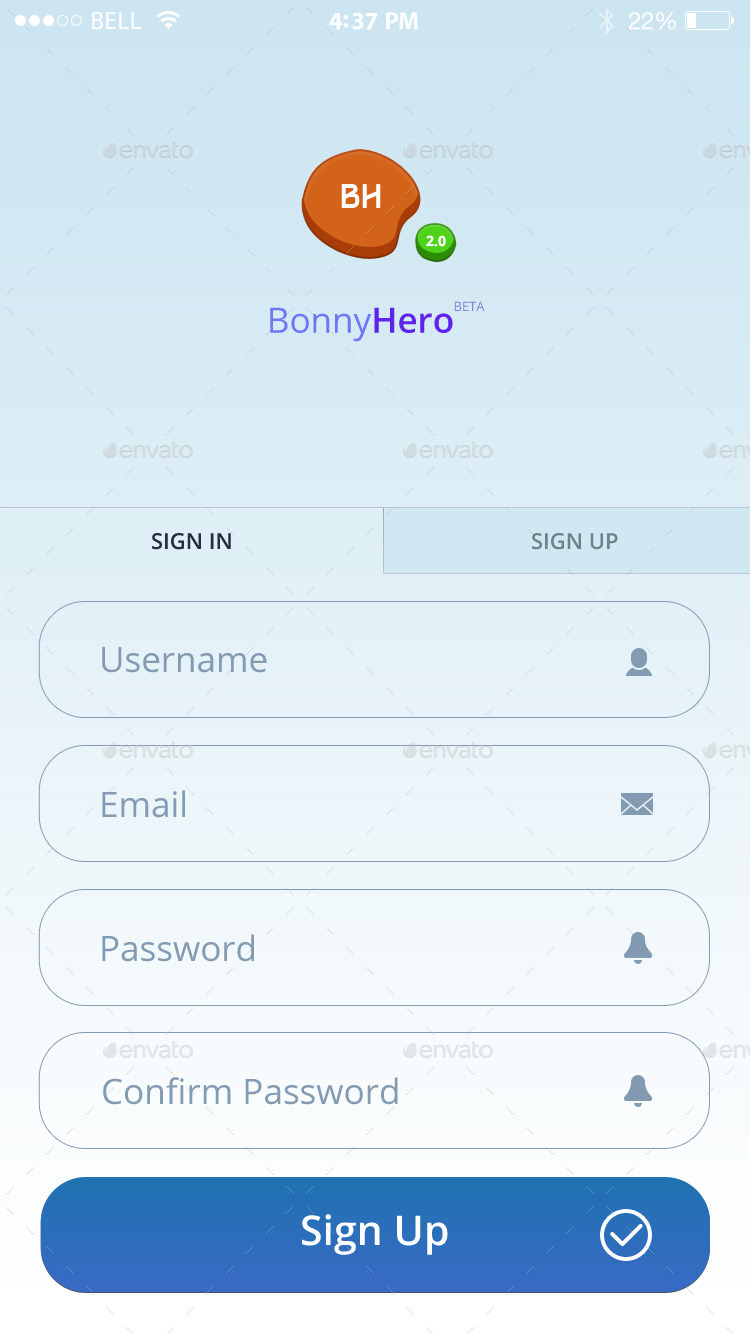 Bonny Hero App | Phone | Mobile UI ver. 2.0 by Qo7 | GraphicRiver
