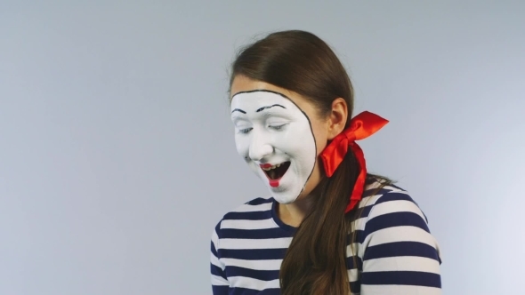 Woman Mime With Cake, Blow Out The Candles , Stock Footage | VideoHive