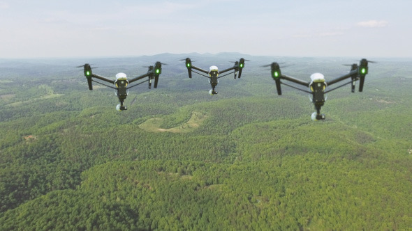 Following UAV Drones Flying over Landscape, Stock Footage | VideoHive