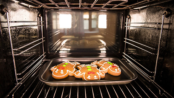Baking Gingerbread Man In The Oven, Stock Footage | VideoHive
