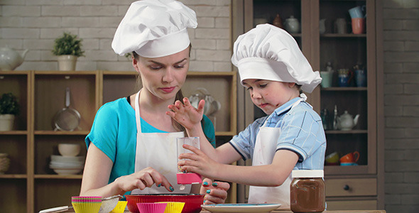 Teaching Kid to Bake , Stock Footage | VideoHive