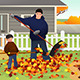 Father and Son Raking Leaves in the Yard During, Vectors | GraphicRiver