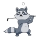 Cartoon Funny Little Raccoon Playing Golf, Vectors | GraphicRiver