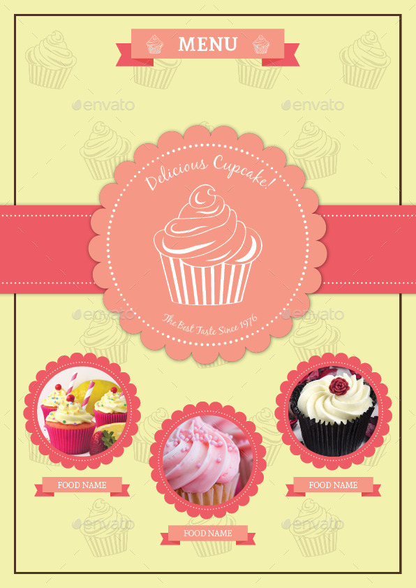 BiFold Cupcake Menu Template Vol. 2 by avindaputri | GraphicRiver