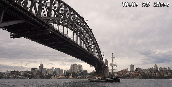 Old Boat at Sydney Harbour Bridge, Stock Footage | VideoHive