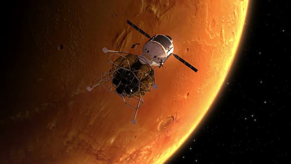 Interplanetary Space Station Orbiting Mars, Motion Graphics | VideoHive