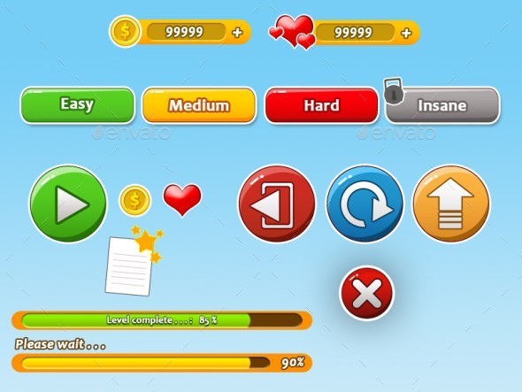 Cartoon Games UI Kit by CreativerCamp by CreativerCamp | GraphicRiver