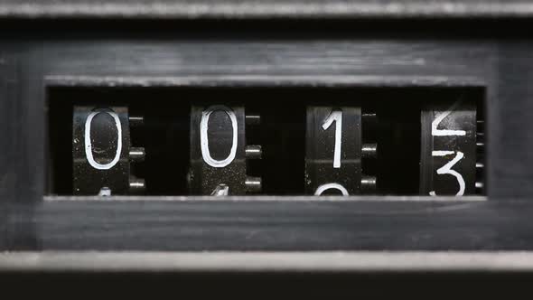 Old Mechanical Counter Counts Numbers - Macro, Stock Footage | VideoHive