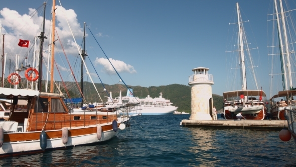 Cruise Ship In The Port Of Marmaris, Stock Footage | VideoHive