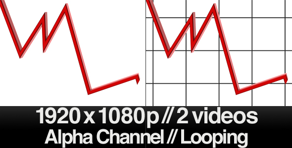 3D Falling Trend Line - Loop - Alpha, Motion Graphics | VideoHive